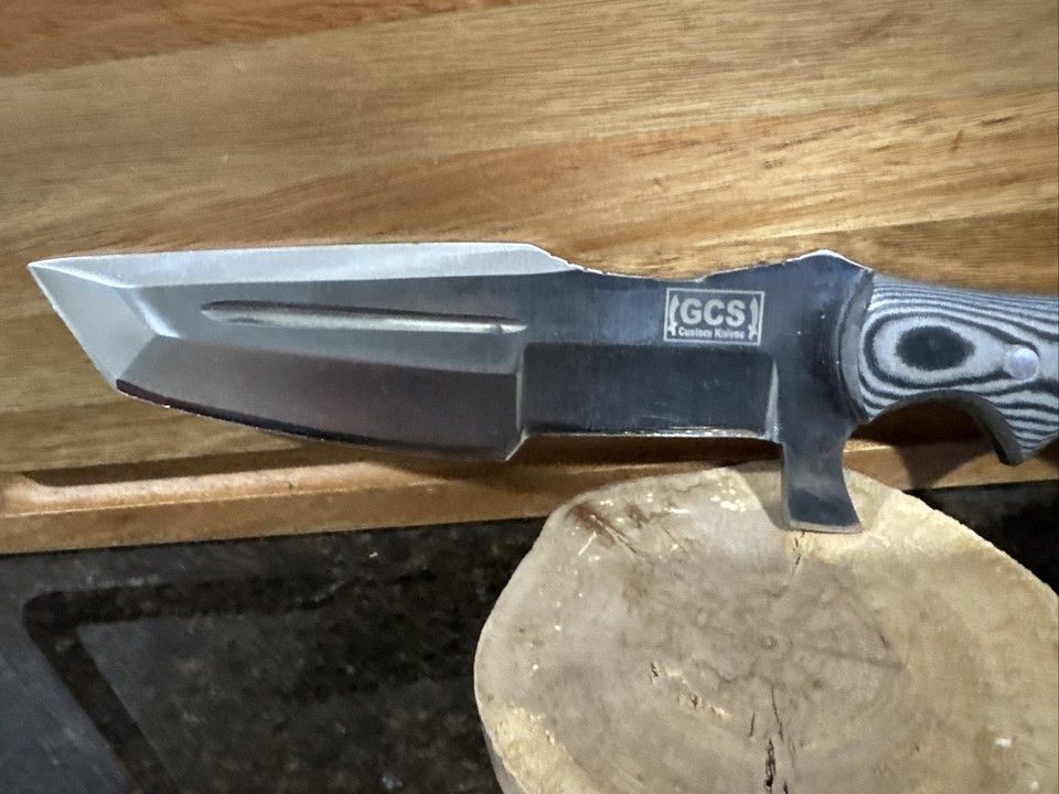 GCS Custom Fixed Blade Knife 6" Blade Leather Sheath USA Handmade NIB ...