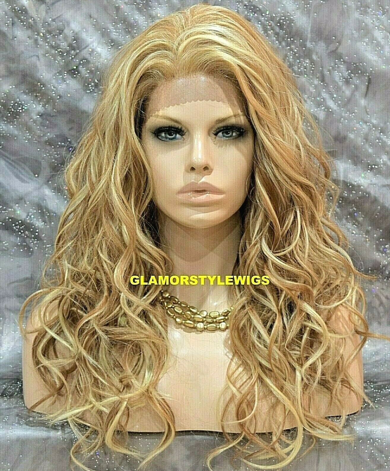 LACE FRONT FULL WIG LONG WAVY LAYERED MEDIUM BLONDE MIX #F27.613 HEAT ...