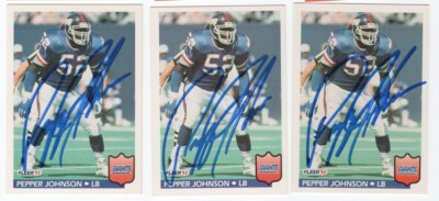 PEPPER JOHNSON Signed Autographed Auto 1992 Fleer #295 New York Giants ...