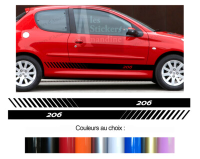 2 X BANDES RACING DAMIERS POUR PEUGEOT 206 AUTOCOLLANT STICKER BD500-86 ...
