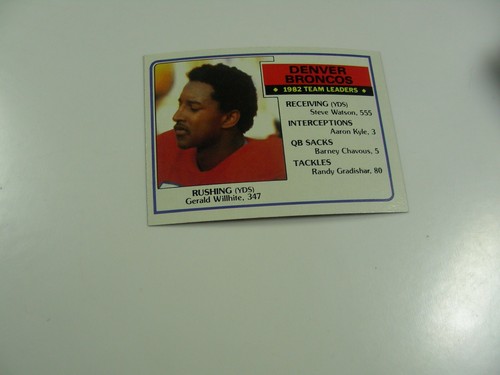 Gerald Willhite 1983 Topps Denver Broncos 1982 Team Leaders card #260 ...
