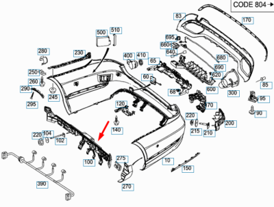 MERCEDES-BENZ E-CLASS W212 Rear Bumper Middle Bracket A2128802603 New ...