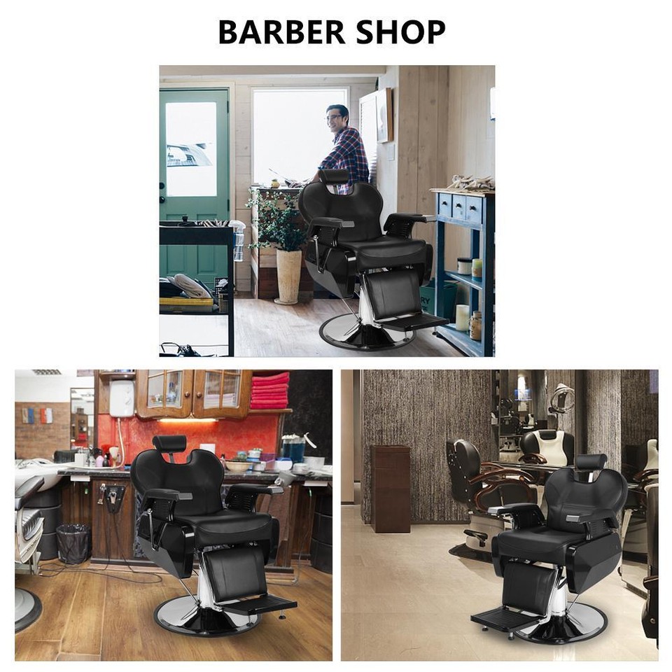 Heavy Duty Reclining Barber Chair Salon Shaving Tattoo Hairdresser ...