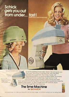 PRINT AD 1974 Schick Time Machine Home Salon Dryer Beautifying Mist ...