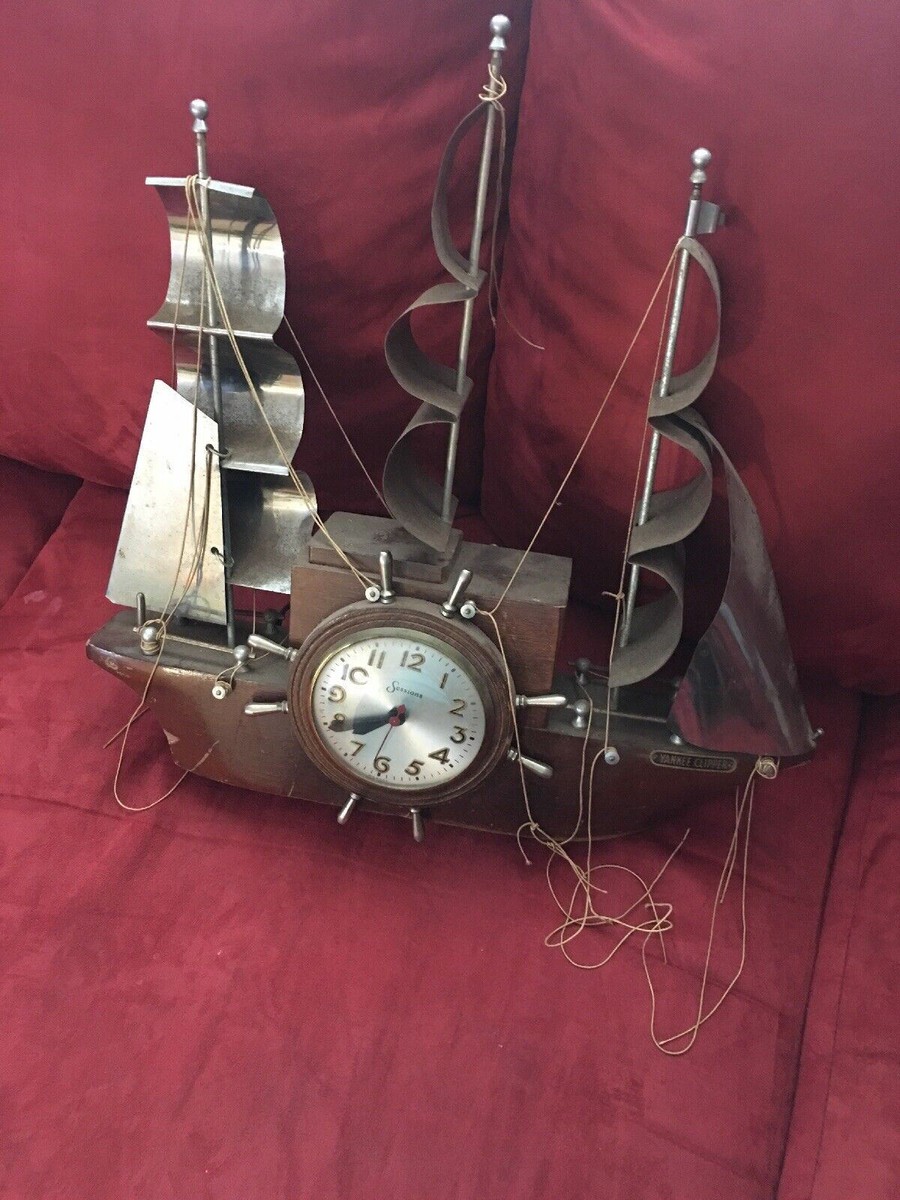 Vintage Clock Sailing Ship Boat Clock Ship Clock Mantel