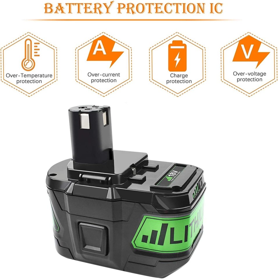 For RYOBI P108 Battery 18V High Capacity 18Volt Lithium-Ion 12.0Ah 6 ...