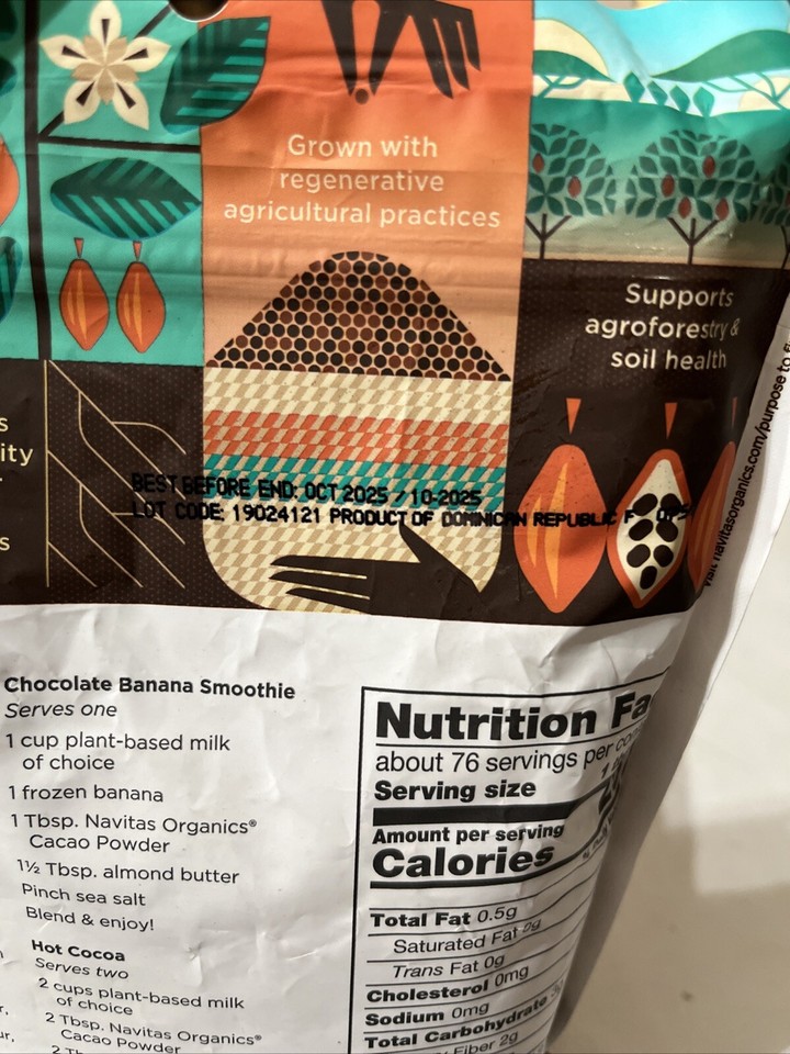 Navitas Organics Unsweetened Cacao Powder 16oz Non-GMO BBD 10/25 | eBay