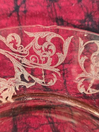 Lot of 12 Central Glass Works Morgan Fairy 7.25" Pink Etched Glass ...