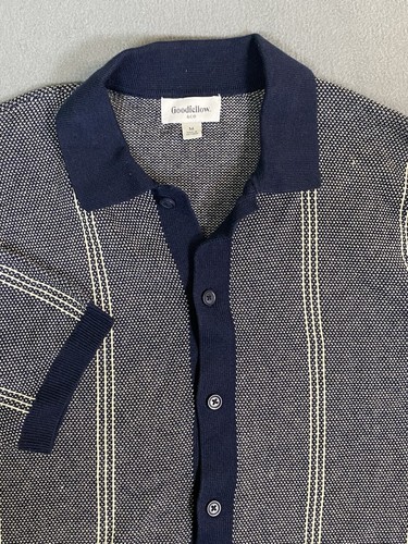 Goodfellow Men’s Blue Striped Short Sleeve Sweater Collared Button Up ...