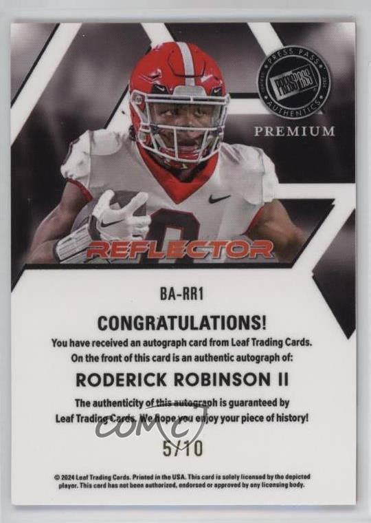 2024 Leaf Press Pass Premium /10 Roderick Robinson II #BA-RR1 Auto | eBay