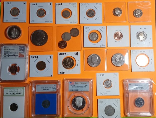 BIG U.S. COIN LOT GRADED,RAW,CERTIFIED,SILVER,PROOFSWARTIME,SIGNED SLAB ...