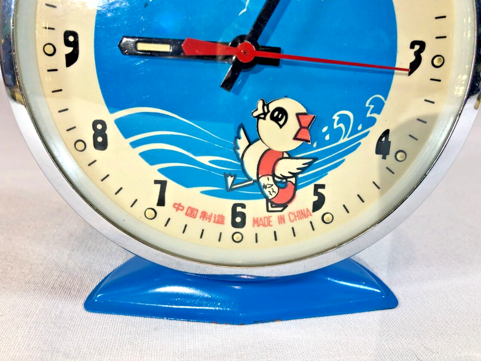 VTG RARE 1970's Animated Chicken Rooster Metal Alarm Clock ~ SEE VIDEO ...