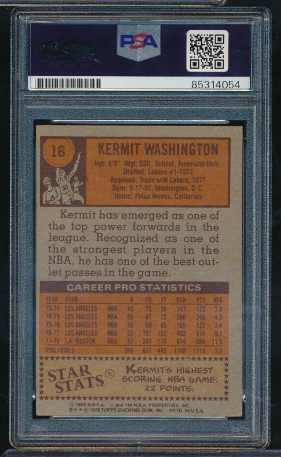 1978 Topps #16 Kermit Washington signed auto autograph PSA/DNA crisp ...