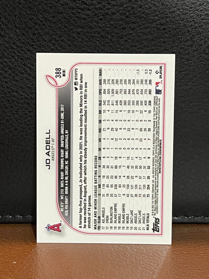 2022 Topps ~~MINI~~ JO ADELL Angels #388 Online Exclusive Low Print Run ...