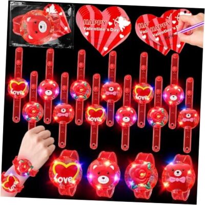 24 Pack Valentines LED Bracelets Valentine Gifts Toys Party Favor for ...