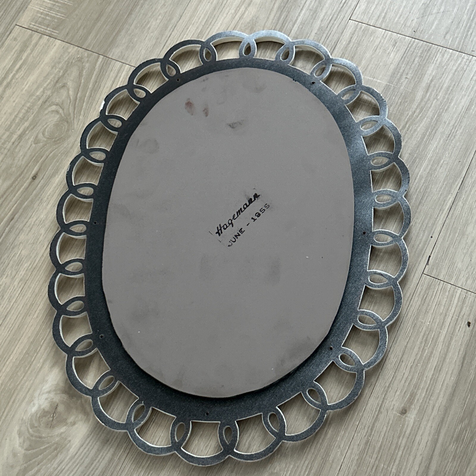 Vintage HAGEMANN Oval Wall Mirror Open Work Loops Painted 18x14” 1955 ...