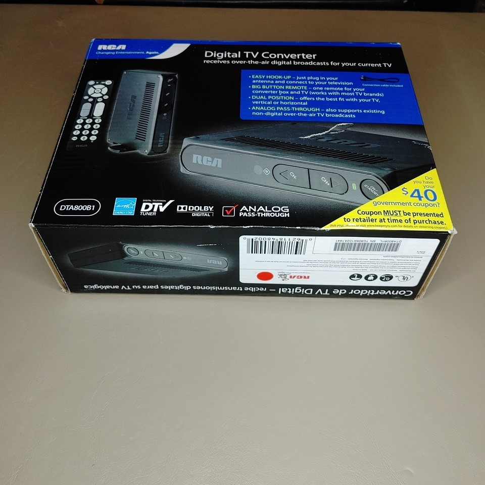 RCA Digital To Analog TV Converter Box DTA800B1 w/ Remote (NO ...