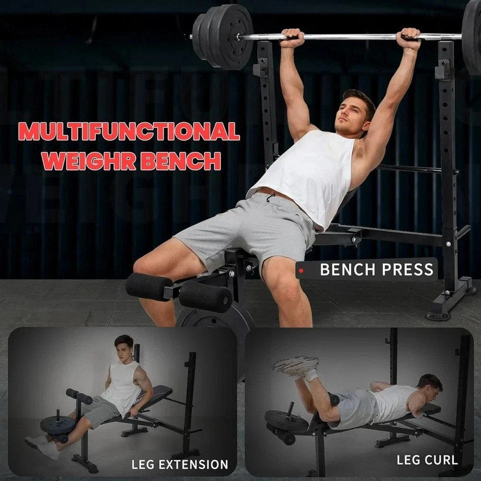 1500LBS 8 in 1 Olympic Weight Bench Set with Leg Extension/Curl and ...