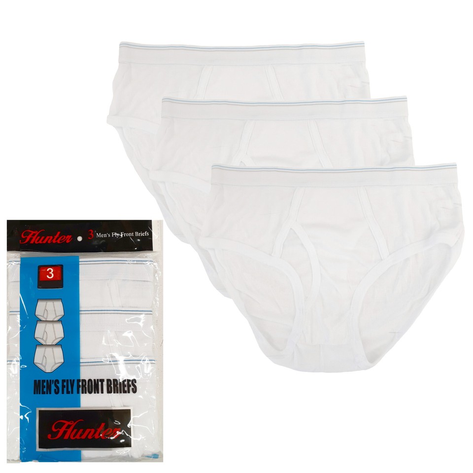 3 pc Men White Briefs Cotton Underwear Old School Open Front Vintage ...