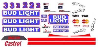 #3 BUD LIGHT Jaguar Group C 1/24th - 1/25th Scale Waterslide Decals | eBay