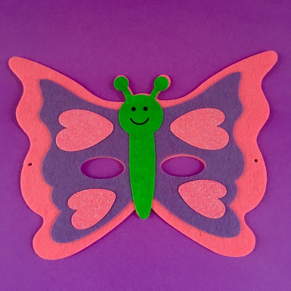 6~NEW "SMILING" Butterfly & Heart Felt Masks Craft Project in Pink ...