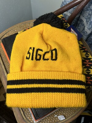 Vintage NOS Sigco Research SEED Company Yellow Winter Knit Beanie Hat ...