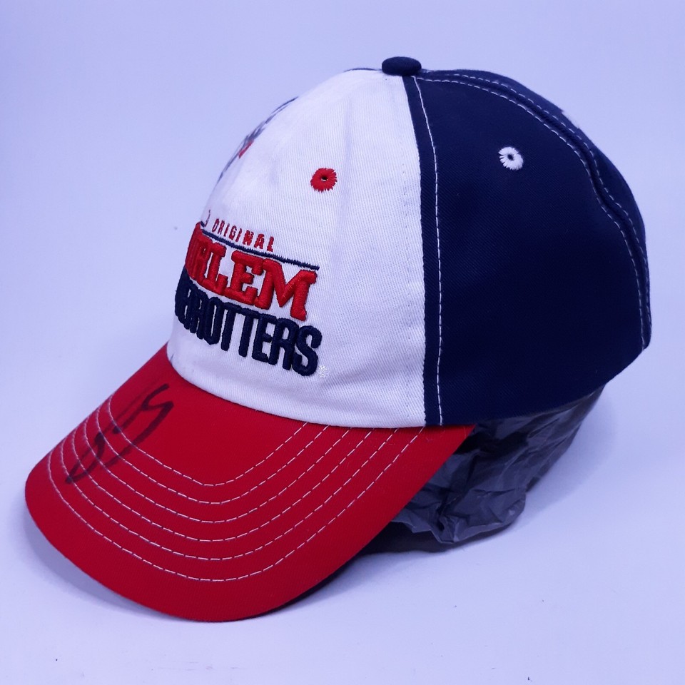 The Original Harlem Globetrotters Red White Blu Hat Autographed Sweet ...