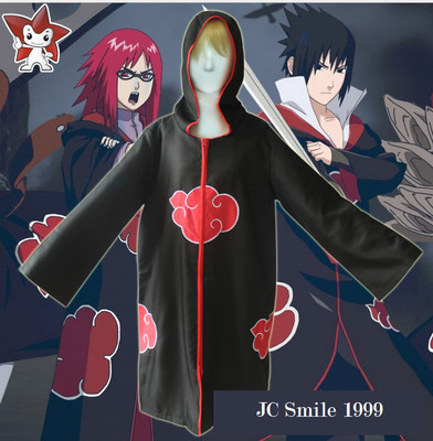 Womens Mens Unisex Naruto Anime Akatsuki Hooded Cloak Cape Costume ...