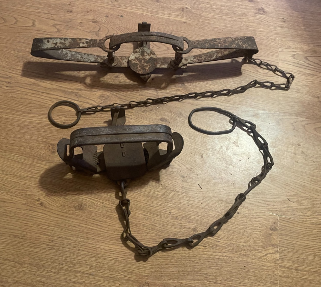 2 very strong trapping traps - #3 Newhouse and #3 kangaroo traps, pans ...