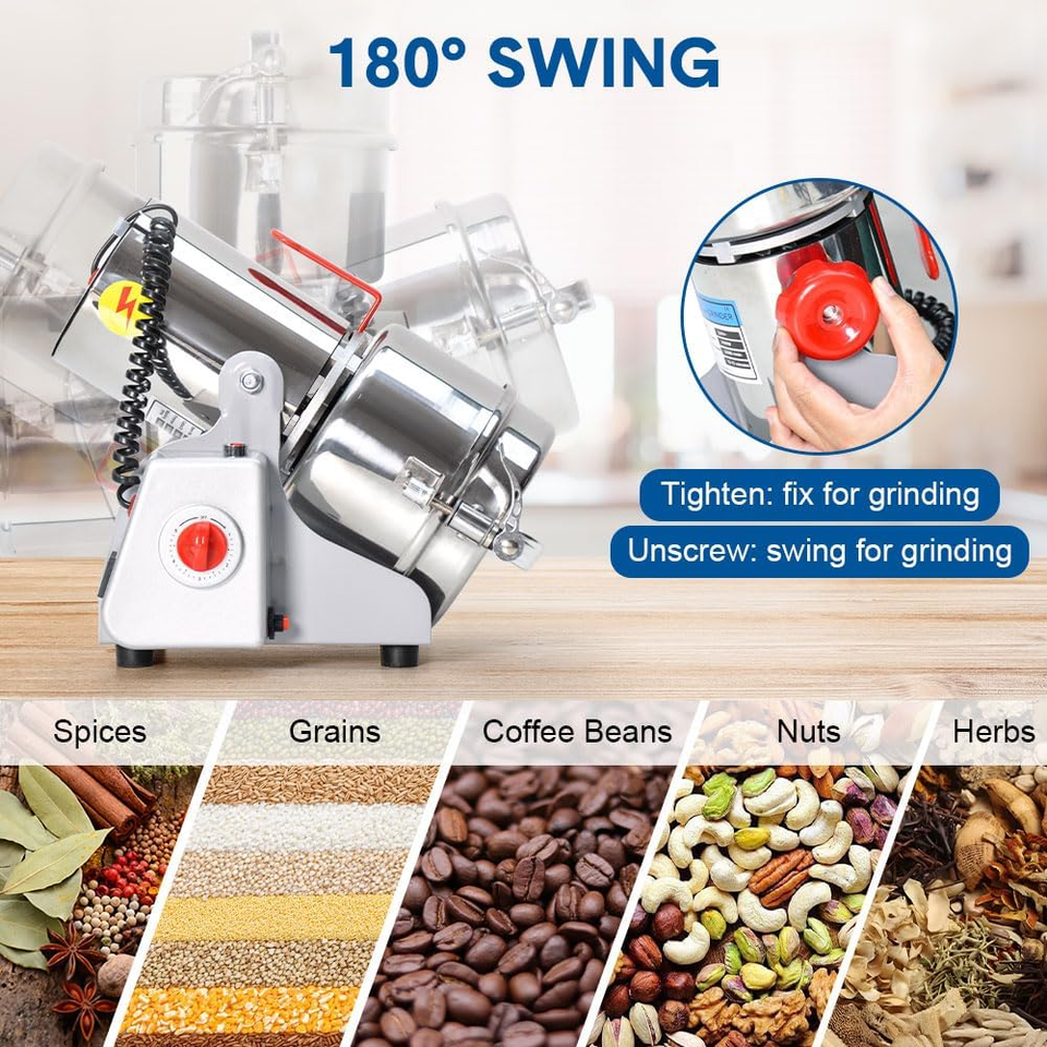 1000G Electric Grain Mill Grinder 2400W High Speed Grinding Machine 430 ...