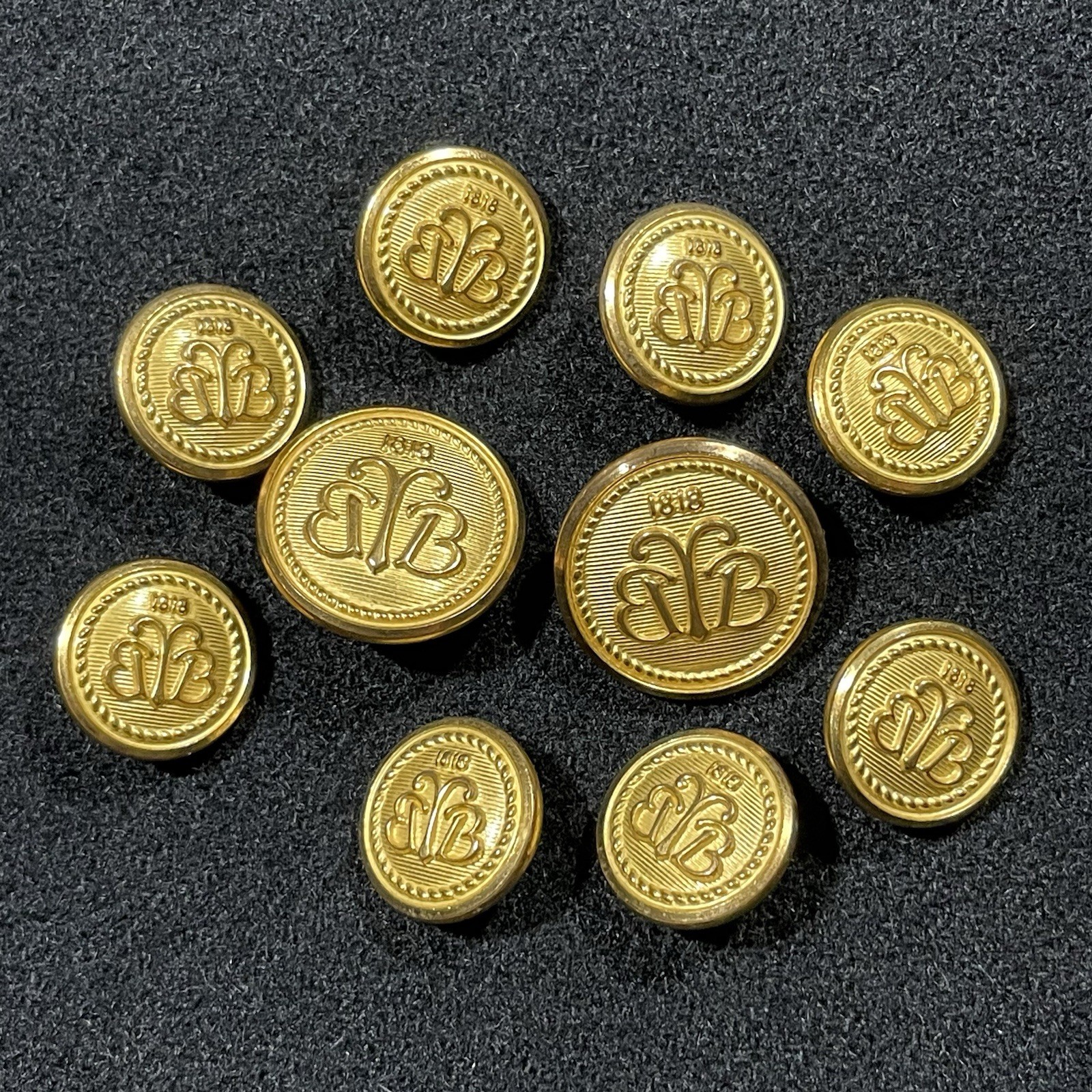 Brooks Brothers Replacement Buttons Set of 10 Gold Brass BB 1818 Logo ...