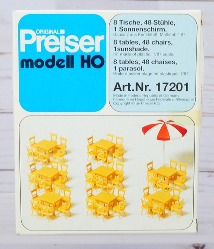 Preiser 17201, 8 Tables, 48 Chairs, 1 Sunshade Kit, 1/87 HO Scale | eBay