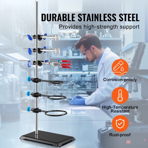 Uimoso Lab Stand Support Laboratory Retort Support Stand 23.6" Rod With ...