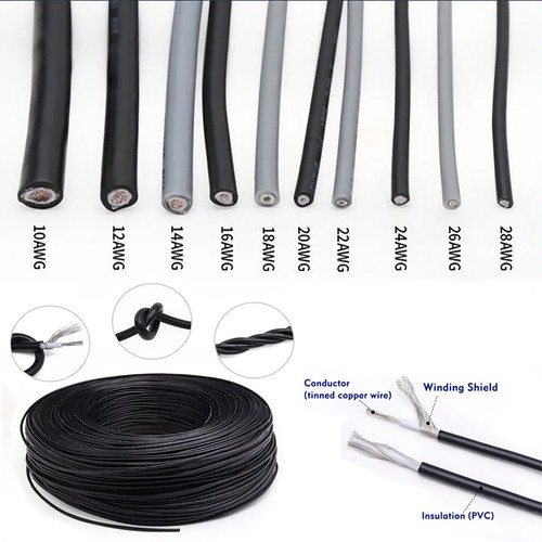 10AWG - 28AWG Single Core Screened Audio Cable Electronic wire 300V ...