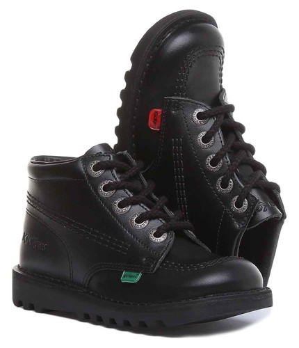 Kickers Kick Hi Leather Lace Up Mens Boot In Black Blue UK 1 - 13 | eBay UK