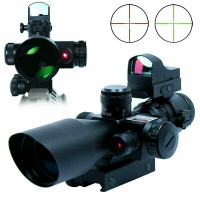 2.5-10X40 Rifle Scope with Red Laser & Mini Reflex 3 MOA Red Dot Sight ...