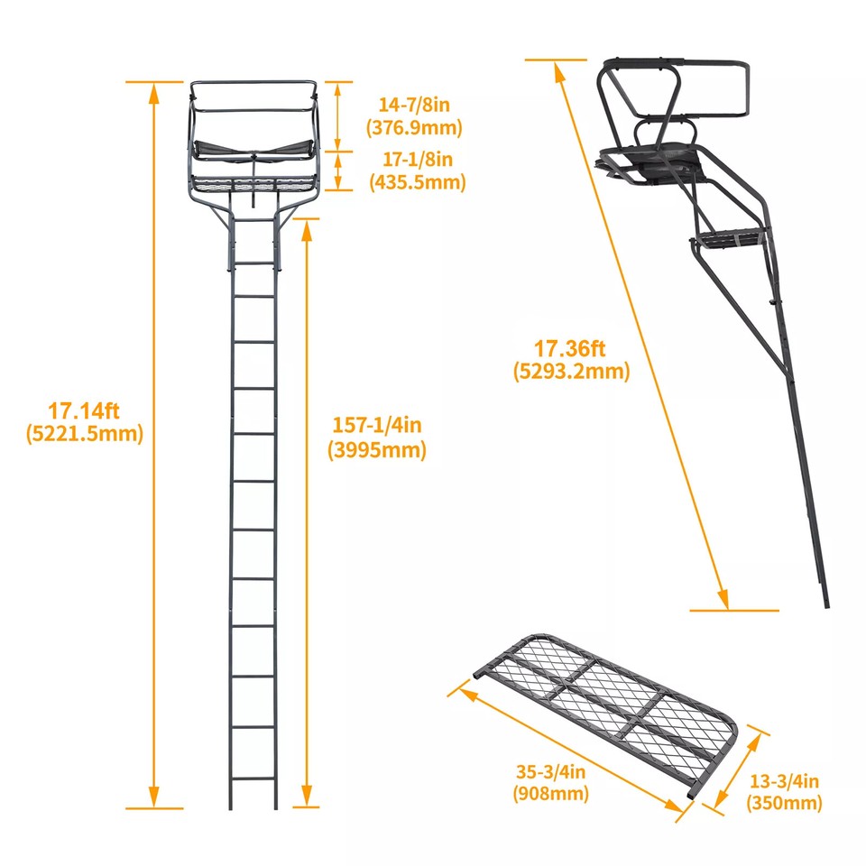 18 Feet Steel Guardian Portable 2 Person Deer Hunting Ladder Climbing ...