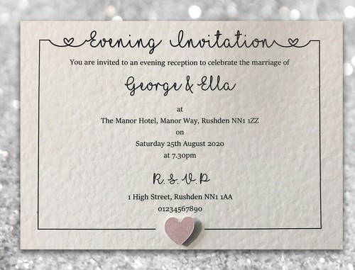 25 Wedding Invitations Day or Evening Personalised Invites Handmade ...