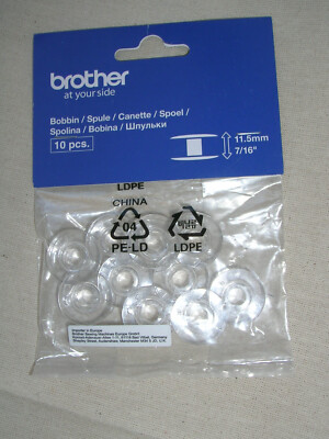 GENUINE BROTHER SEWING MACHINE BOBBINS 11.5 PKT 10 SFB SA156 XA5539151 ...