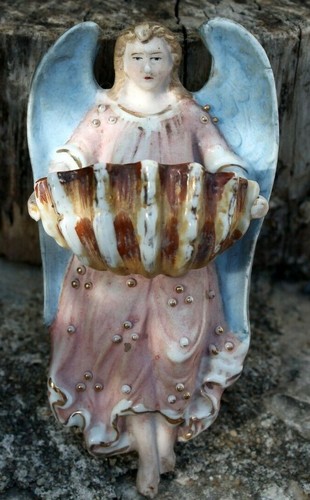 ancien bénitier en biscuit finement décore d un ange objet religieux | eBay