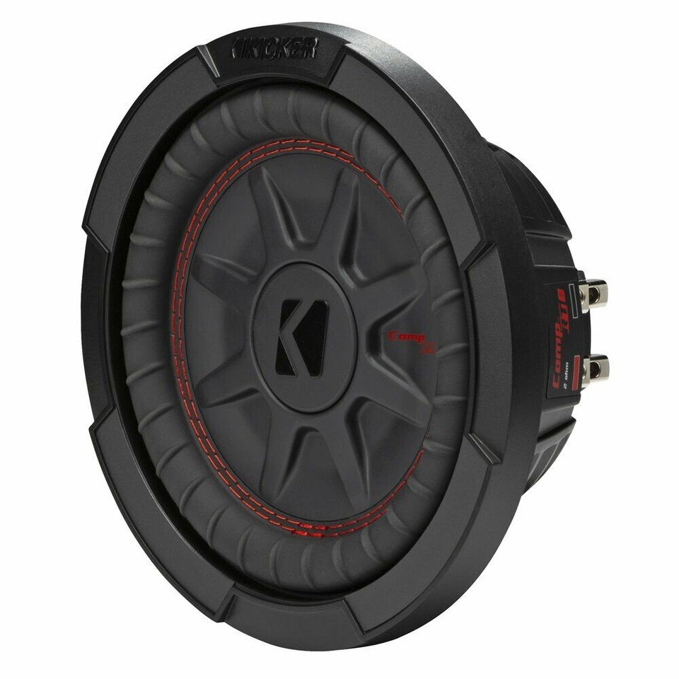 Kicker 8 Inch Dual 600W CompRT 4 Ohm Shallow Slim Car Audio Subwoofer ...