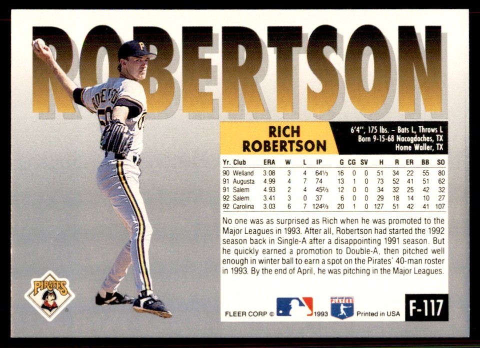 1993 Fleer Final Update Rich Robertson A Baseball Cards #F-117 | eBay