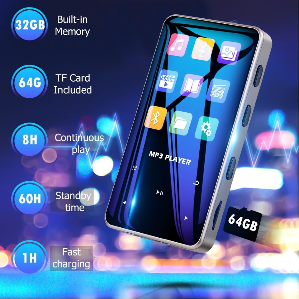 96GB Mp3 Player with Bluetooth 5.0 Aiworth Portable Digital Lossless ...