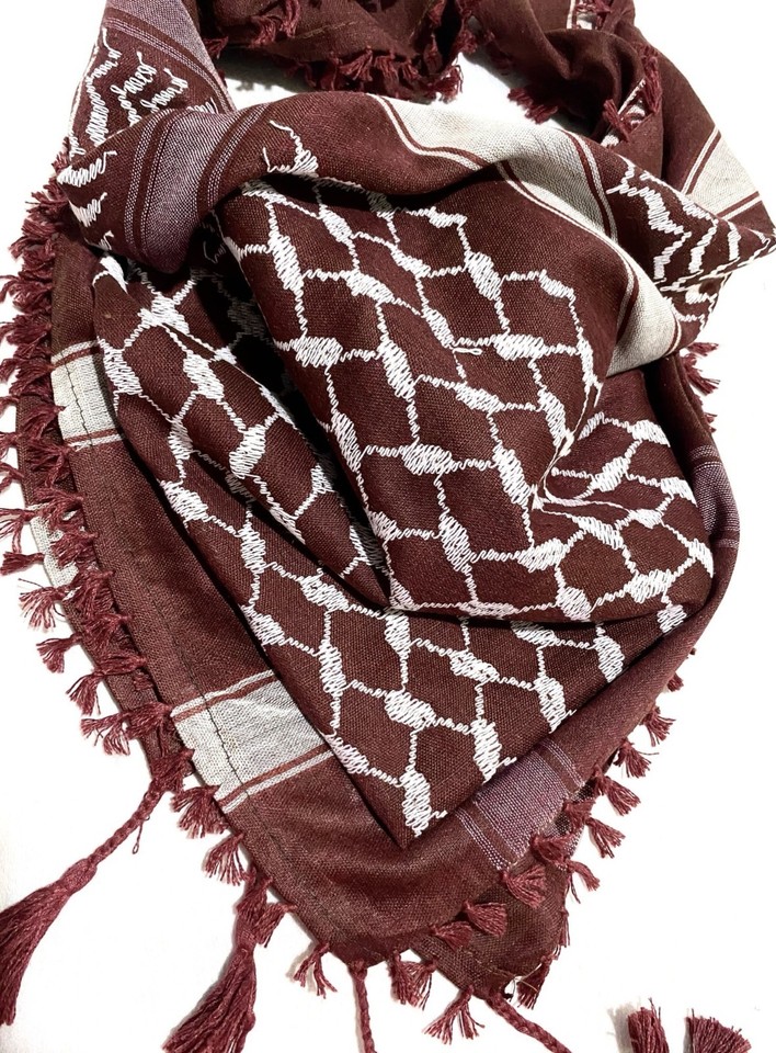 Keffiyeh Burgundy Mixed Scarf, Unique Arab Palestine Desert Bandana ...