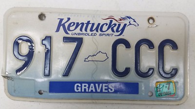 Expired KENTUCKY Unbridled Spirit Graves License Plate 917-CCC | eBay