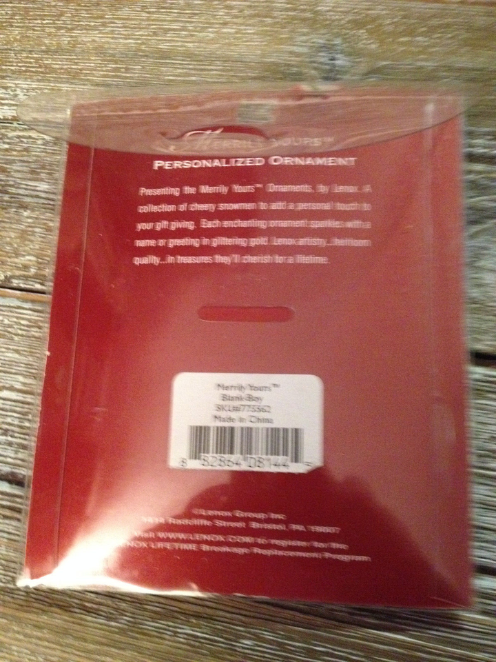 Lenox Merrily Yours Personalized Snowman Ornament -New Blank Boy | eBay