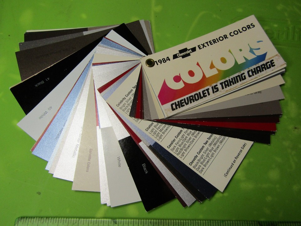 1984 Chevy Passenger Car Paint Color Chip Wheel Chart samples Chevrolet ...