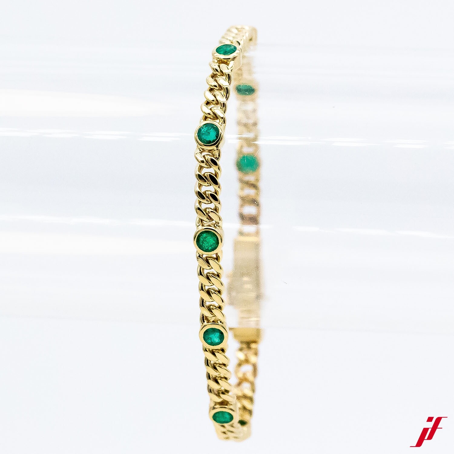 Bracelet 585/14K Yellow Gold 9 Emeralds approx. 2.0ct - Gem