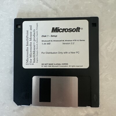 Microsoft IntelliPoint For the Mouse Setup 3.5" Disk Windows PC MS Dos ...