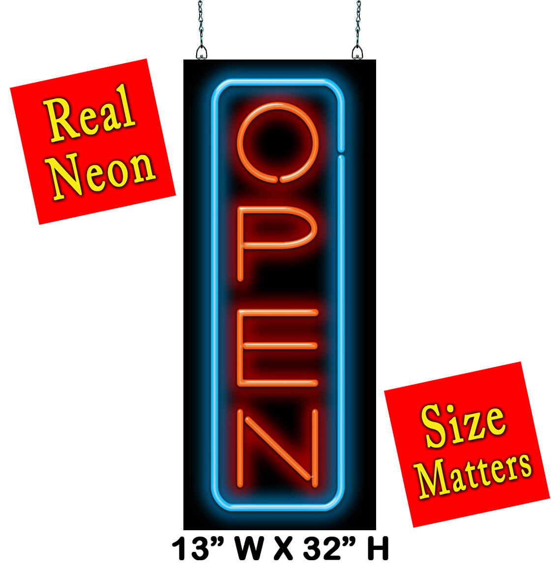 Vertical Neon Open Sign